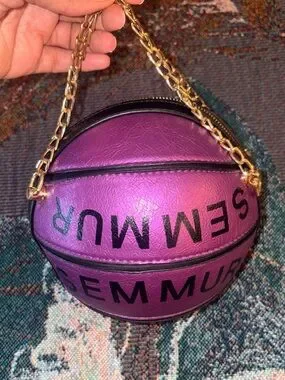Bags | Purple Basketball Crossbody Bag With Gold Chain | Poshmark